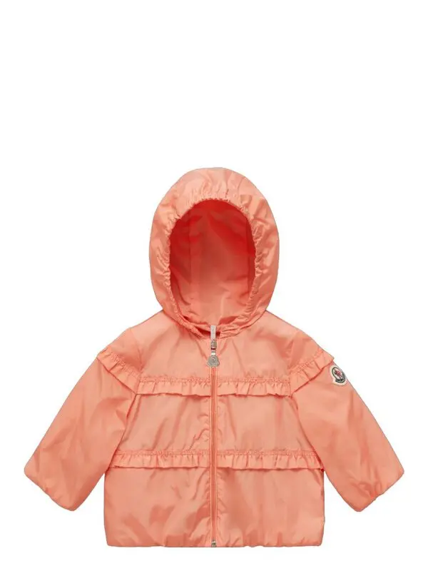 Moncler Logo Hooded Zip-up Coat - Peach Pink