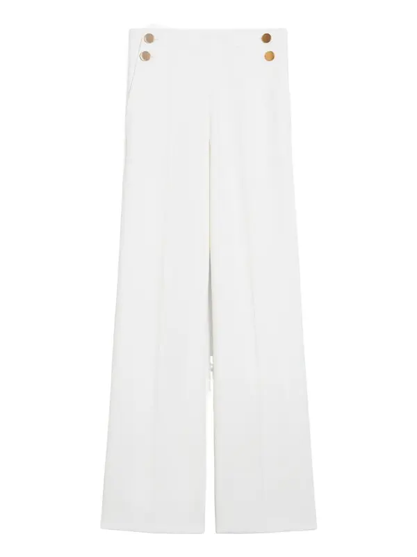 Max Mara Wide-leg Wool Canvas Trousers With Button Detail - White