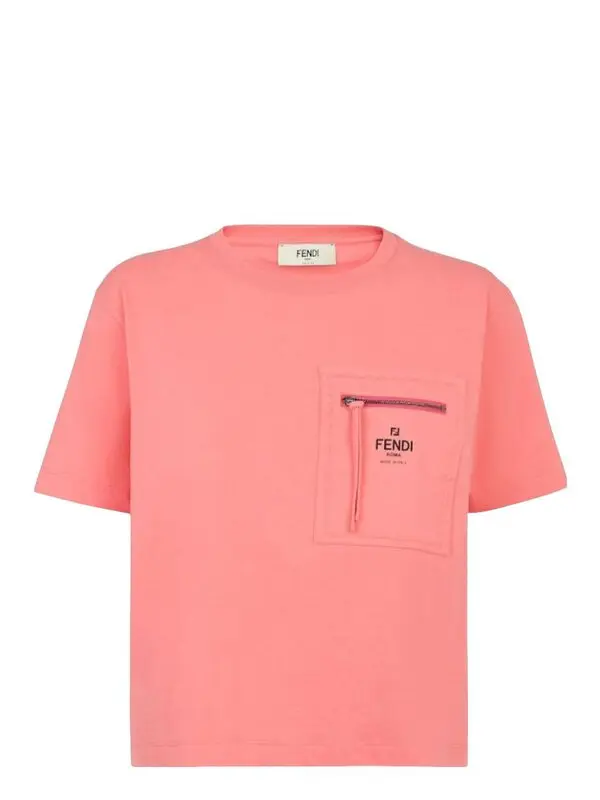 Fendi Crewneck T-shirt With Zipper Pocket - Pink