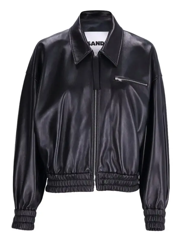 JIL SANDER Cropped Zip-up Jacket - Black
