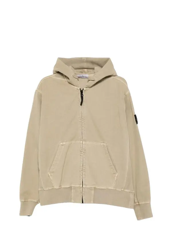 Stone Island Oversized Fit Hooded Zip-up Sweatshirt - Nude