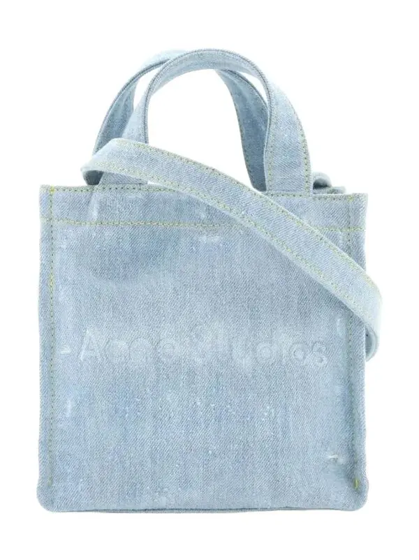 Acne Studios Logo Embossed Denim Tote Bag - Blue
