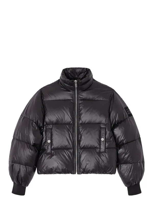 GANNI Short Puffer Jacket With Zip Closure And Trimmed Pockets - Black