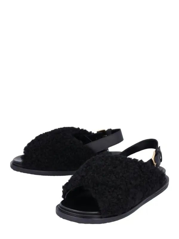 Marni Buckled Fluffy Sandals - Black