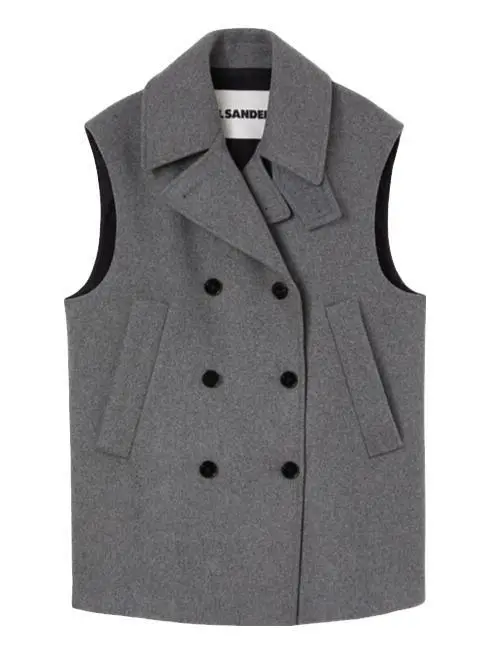 JIL SANDER Double-breasted Vest With Wide Lapels - Pebble Color