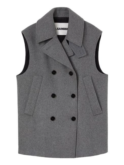JIL SANDER Double-breasted Vest With Wide Lapels - Pebble