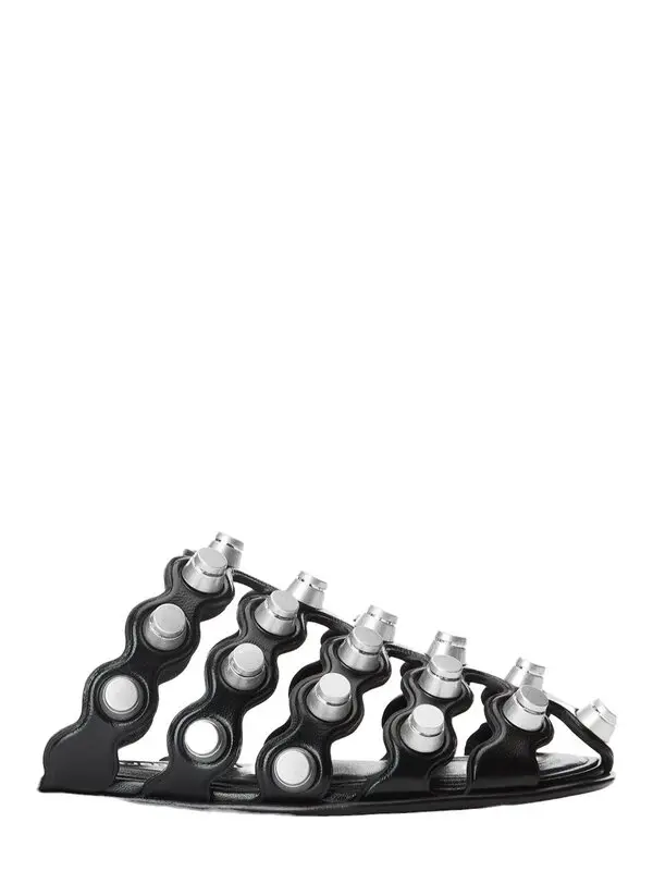 Alexander Wang Rexa Cage Slide Flats With Rivet Embellishment - Black