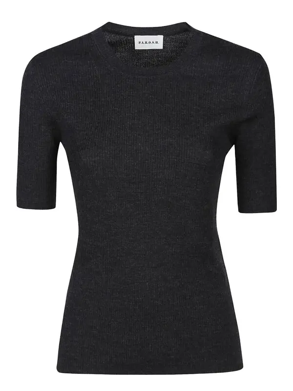 P.a.r.o.s.h Ribbed Knit T-shirt - Dark Gray