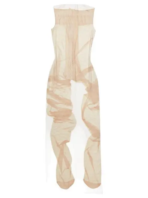 Acne Studios Mock Neck Maxi Dress With Katerina Jebb Print - Nude