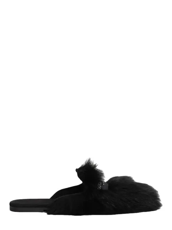 Dolce & Gabbana Shearling Slippers - Black