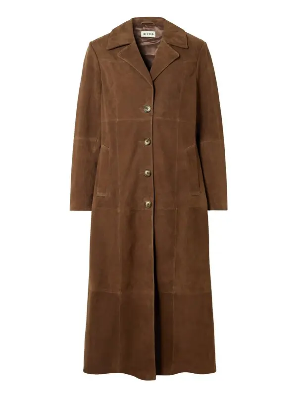 Rixo Astraea Patchwork Suede Coat - Brown