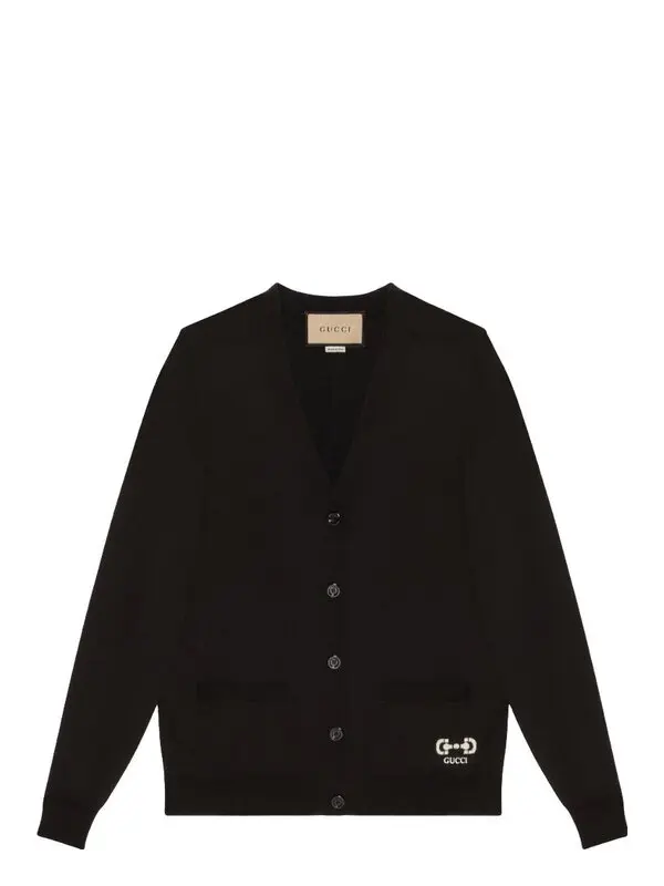 Gucci Gg Intarsia Knit Cardigan - Black