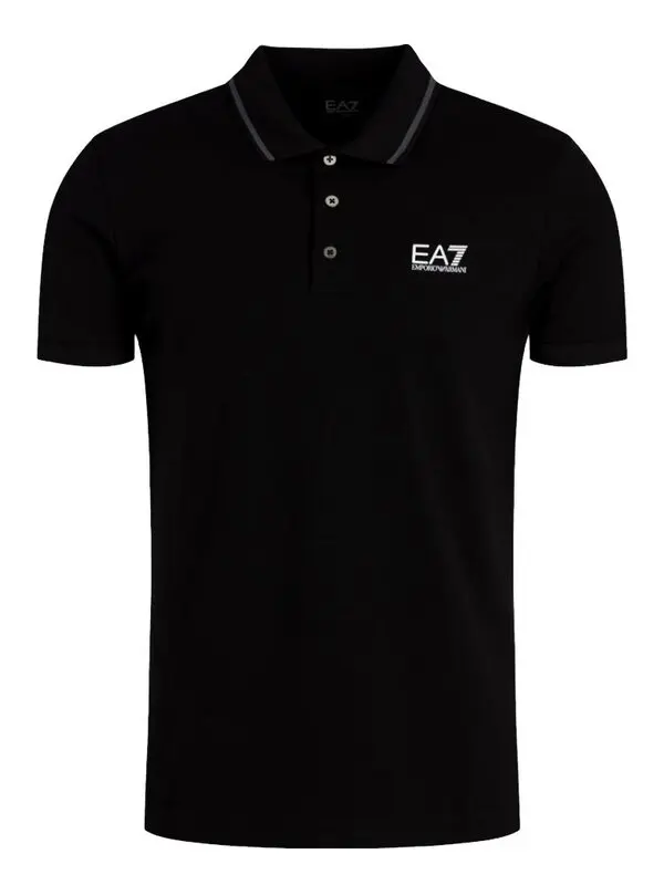 EA7 Logo-print Polo Shirt - Black