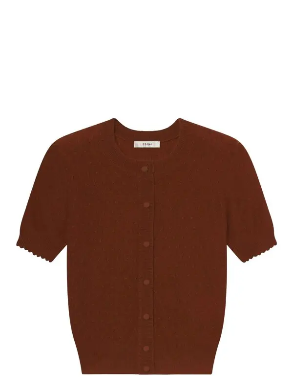 FRAME Short Sleeve Cardigan - Chestnuts
