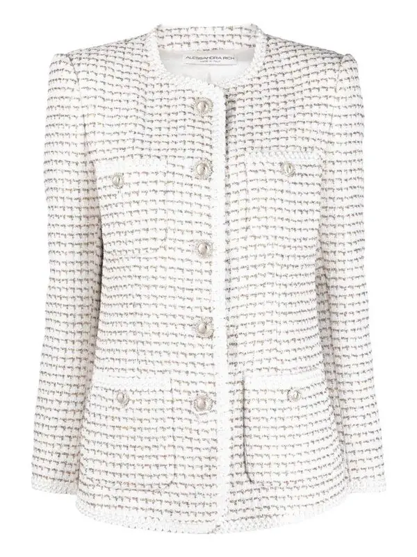 Alessandra Rich Straight Hem Buttoned Jacket - White