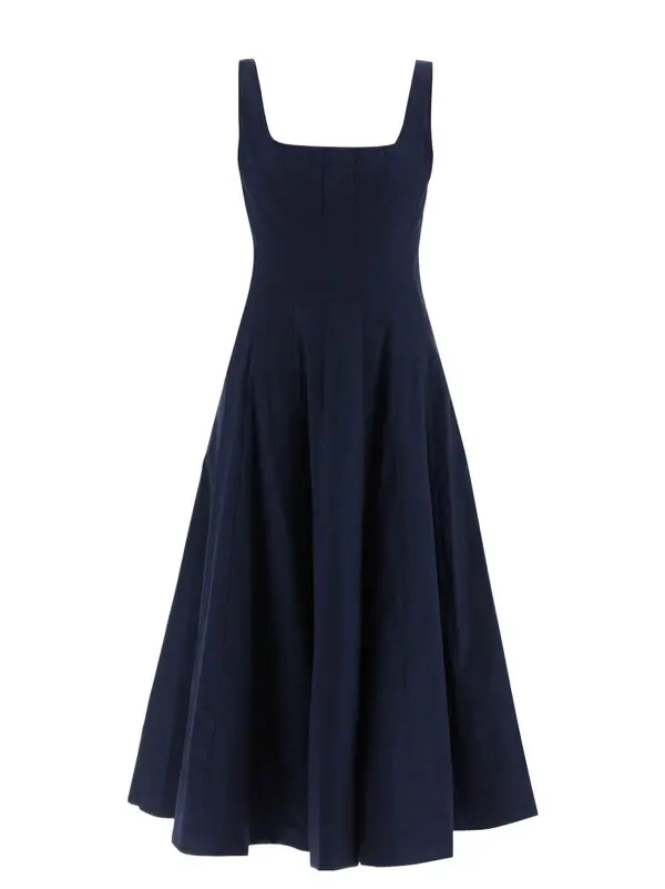 Staud Wells Pleated Corset-waist Long Dress - Black