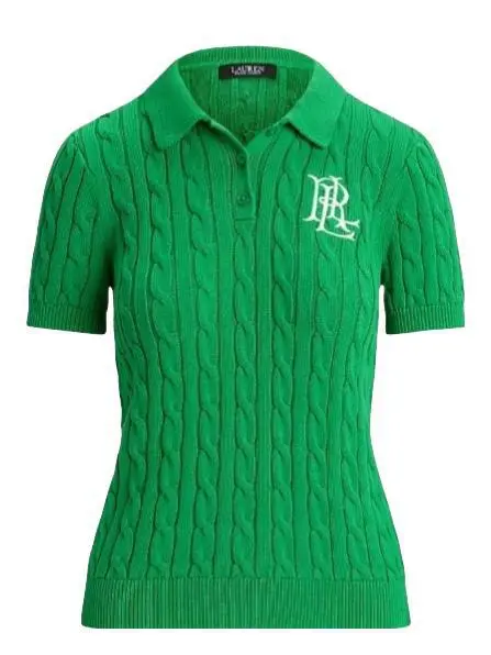 Ralph Lauren Short Sleeve Polo Shirt With Ribbed Details - Green