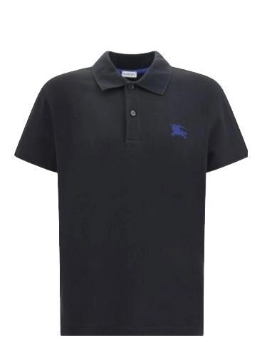 Burberry Logo Embroidered Short Sleeved Polo Shirt - Black