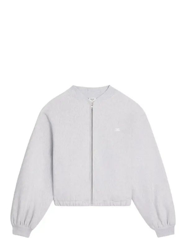 Celine Cotton Fleece Zip Up Jacket - Light Gray/off-white