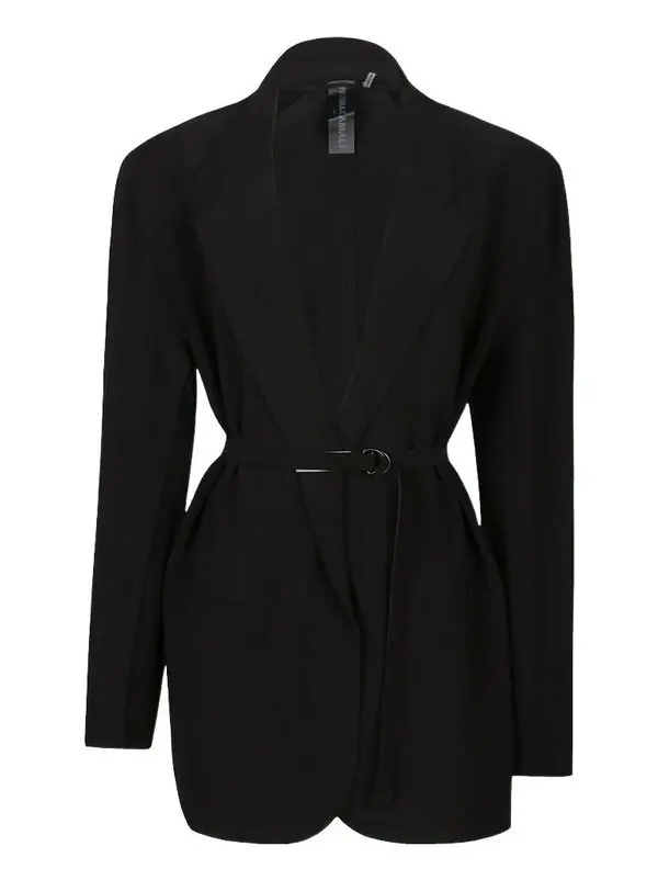 Norma Kamali Notched Lapel Belted Blazer - Black