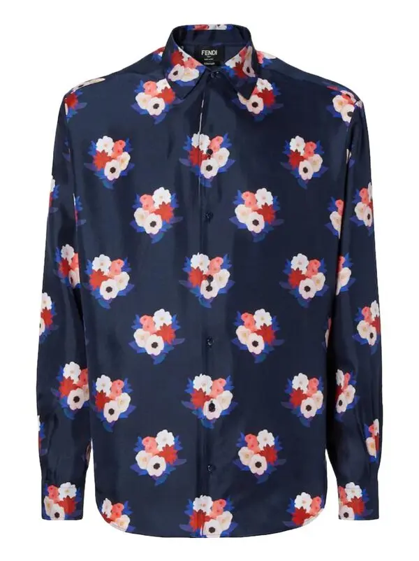 Fendi Floral Print Long-sleeve Shirt - Blue
