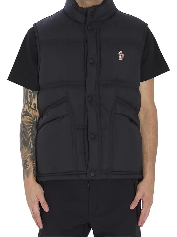 Moncler Aul Logo Embroidered Ski Gilet - Black