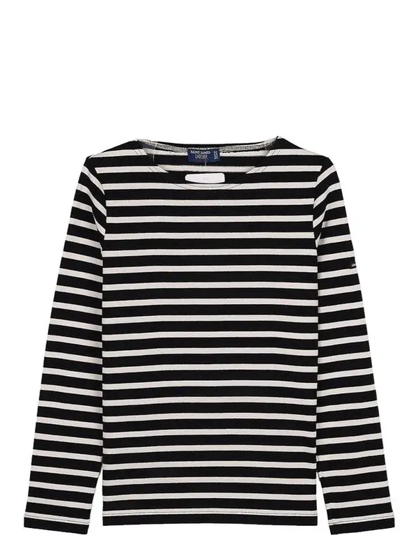 Saint James Striped Long Sleeve T-shirt - Black