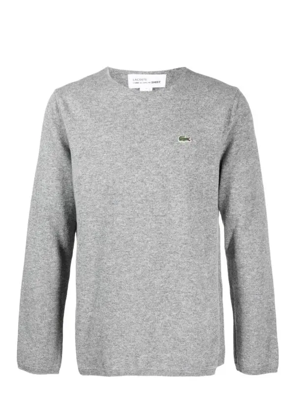 Comme Des Garçons Long-sleeved Sweater With Logo Patch - Gray