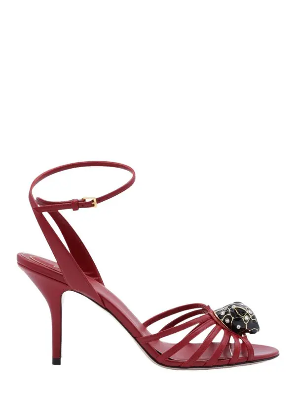Valentino Garavani Embellished Open Toe Stiletto Sandals - Red