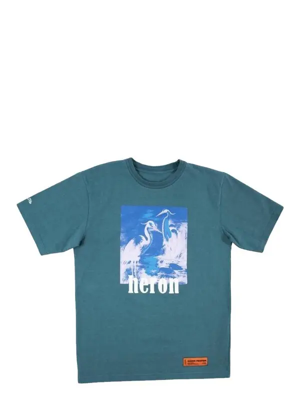 Heron Preston Logo Printed Round Collar T-shirt - Blue