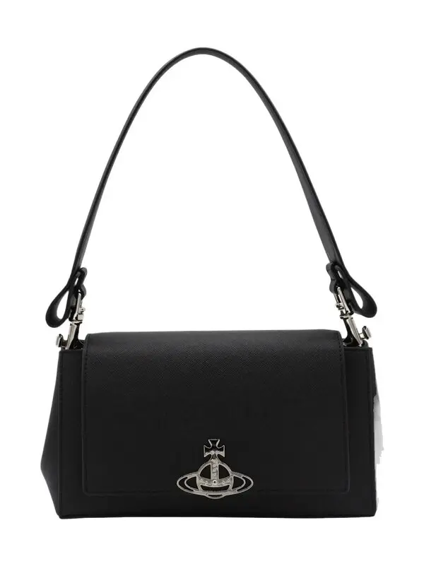VIVIENNE WESTWOOD Logo Plaque Foldover Shoulder Bag - Black