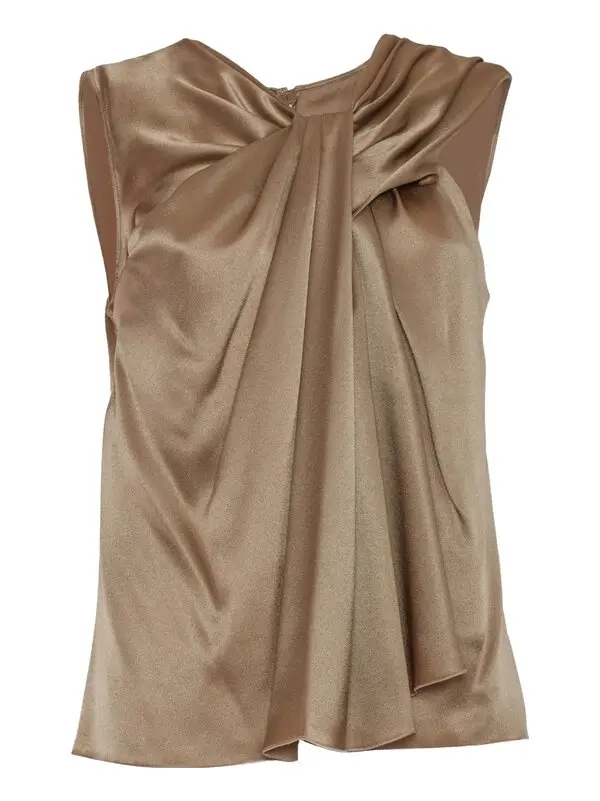 Alberta Ferretti Sleeveless Draped Blouse - Brown