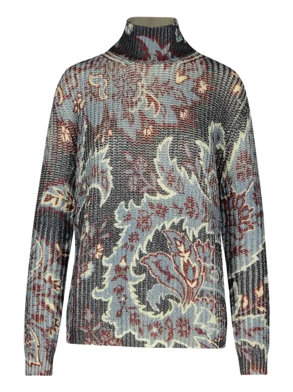 Etro High Neck Printed Jumper - Gray