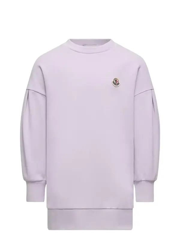Moncler Crewneck Logo Patch Sweatshirt Dress - Lavender