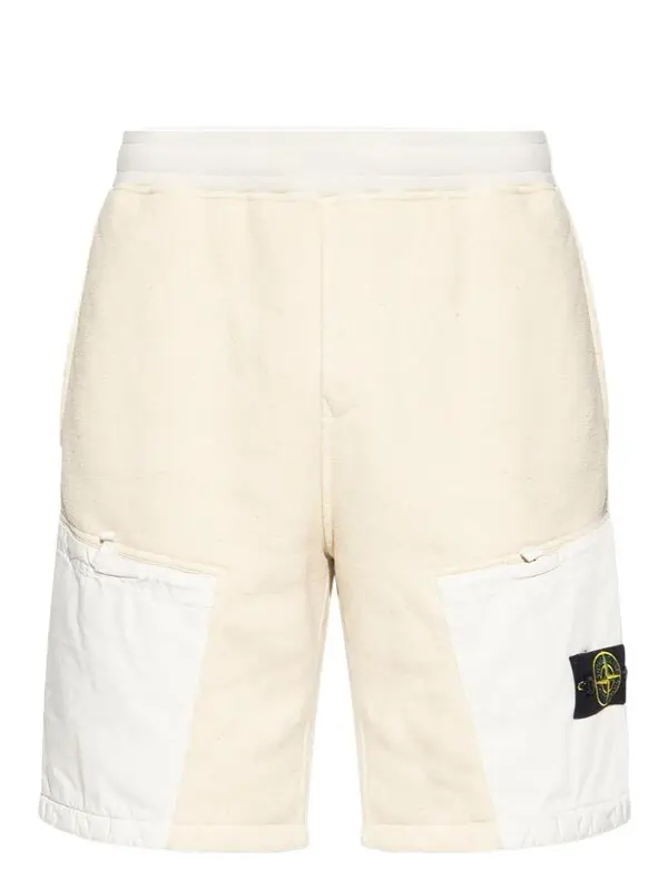 Stone Island Compass-badge Terry-fleece Bermuda Shorts - Gypsum Color