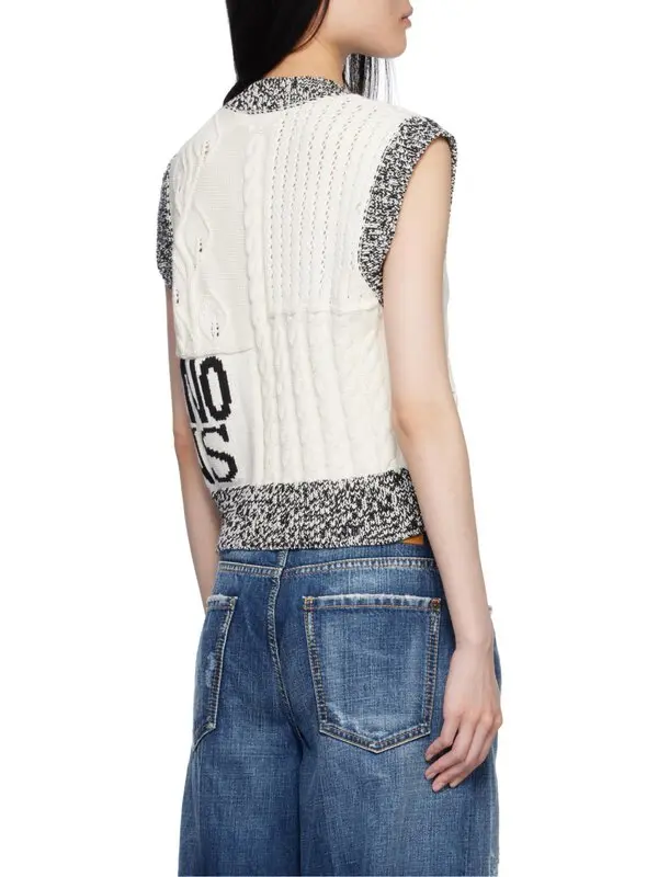 Moschino Cropped V-neck Knit Vest - Blue