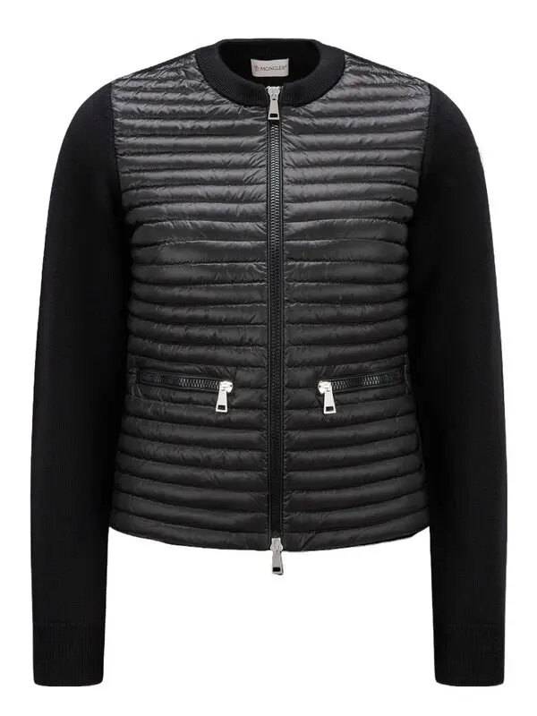 Moncler Padded Wool Cardigan - Black