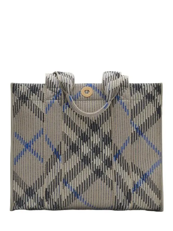 Burberry Small Check Knitted Tote Bag - Lichen