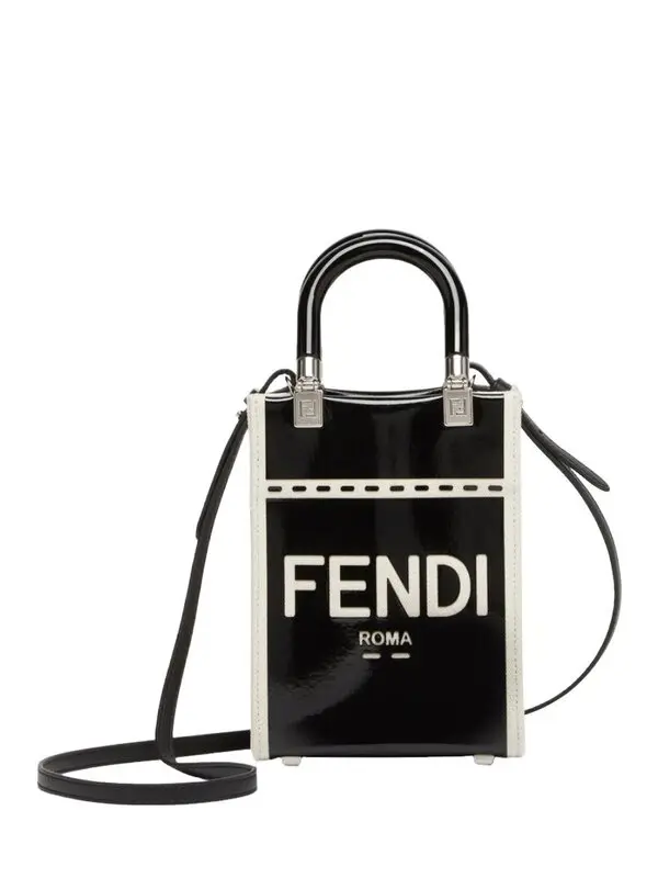 Fendi Patent Leather And Canvas Mini Bag - Black