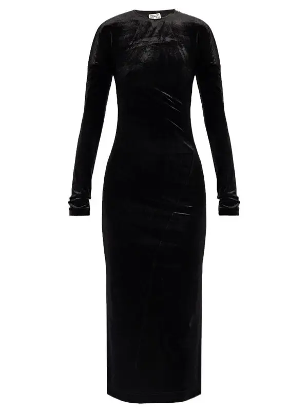 TOTEME Twisted Velvet Midi Dress - Black