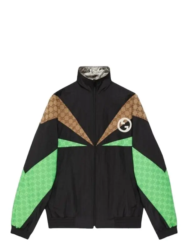 Gucci Gg Monogram Highneck Track Jacket - Black