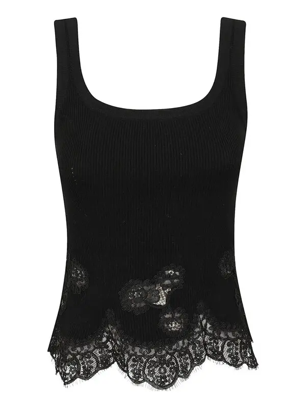 Ermanno Scervino Lace-trimmed Knitted Top - Black