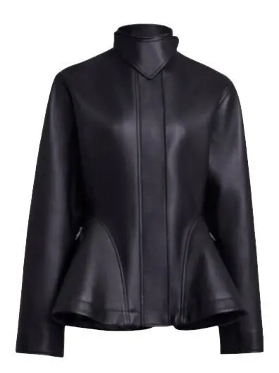 Alaïa Peplum Jacket With Stand Collar - Black
