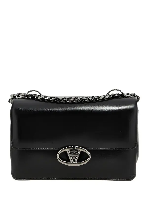 Valentino Garavani Vlogo Plaque Foldover Shoulder Bag - Black
