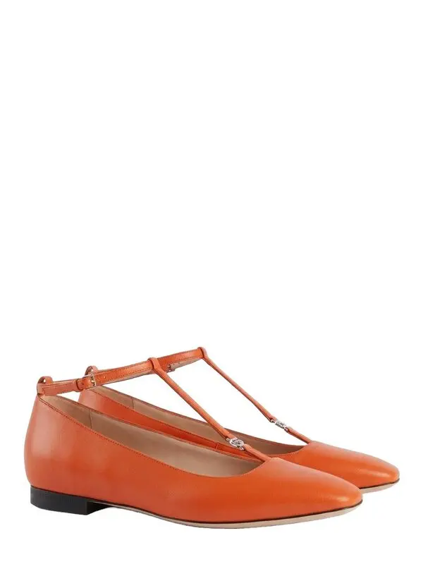 Gucci Gg Marmont T-bar Ballerina Flats - Orange
