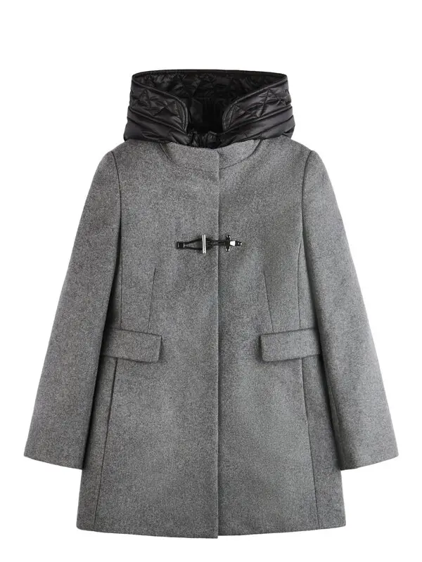 FAY Toggle Hooded Coat With Technology Bib - Grey