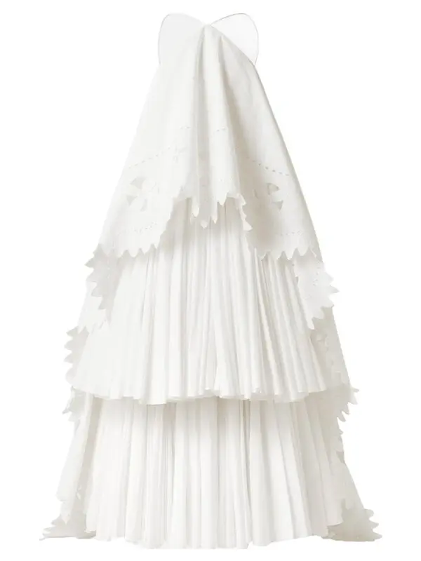Jacquemus Layered Embroidered Halterneck Maxi Dress - White