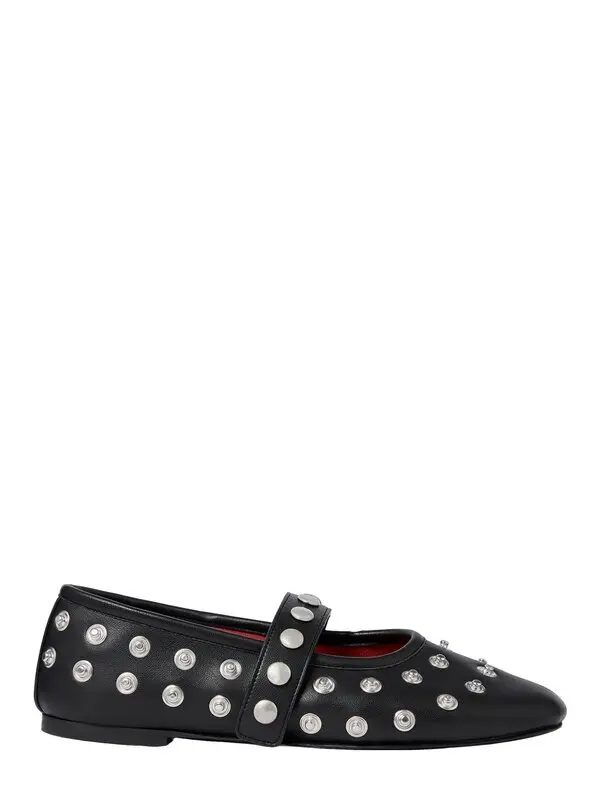 Stella McCartney Embellished Round Toe Ballerinas - Pitch-black