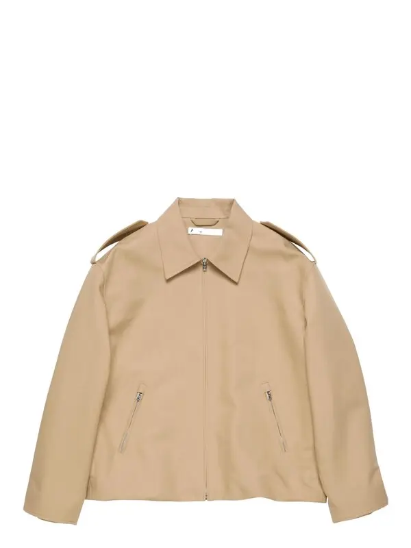 Acne Studios Zip-up Satin Jacket With Leather Logo Detail - Nude