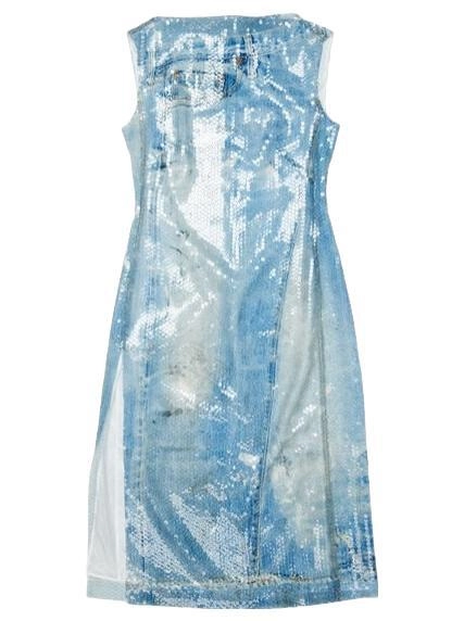 Acne Studios Sleeveless Sequined Denim Dress - Mid-blue